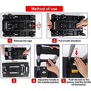 Pansonite Folding Hand Truck, 500 LB Heavy Duty Luggage Cart, Utility Dolly Platform Cart with 7 Wheels & 2 Elastic Ropes for Luggage, Travel, Moving, Shopping, Office Use