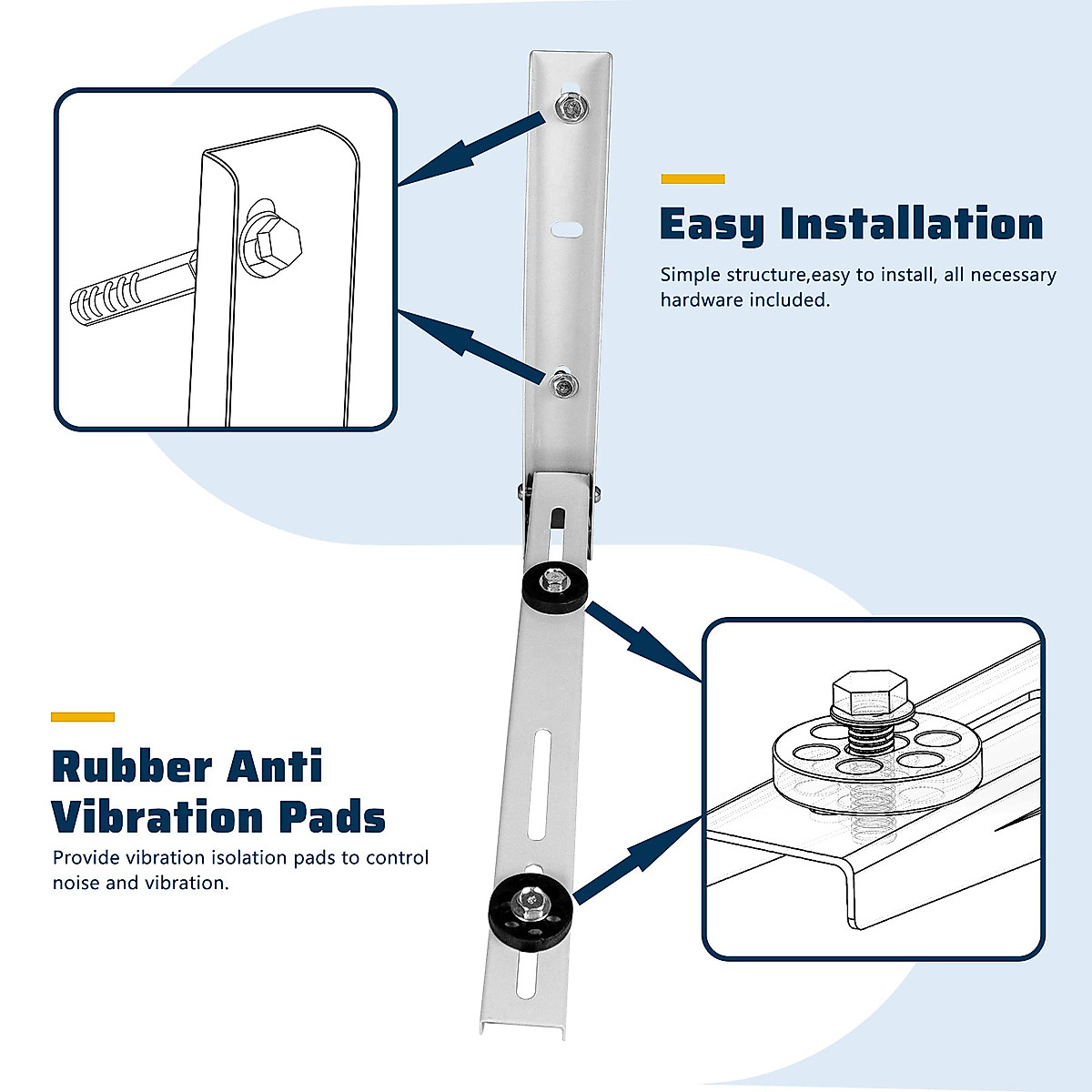 Pearwow Mini Split Wall Mounting Bracket for 9000-18000 BTU Universal Ductless Air Conditioner Heat Pump Systems,Compressors,Condenser Units,Support up to 280lbs