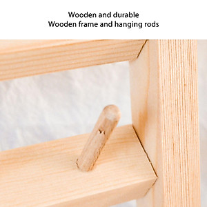 48 Spools Wooden Thread Holder, Wall Mounted Sewing Thread Rack with Hanging Hooks, Embroidery Spool Sewing Thread Organizer for Sewing Quilting Braiding