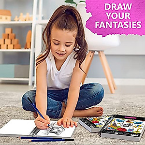 Artisto 5.5X8.5” Premium Sketch Book Set, Pack of 3 (300 Sheets), 84lb (125g/m2), Spiral Bound, Acid-Free Drawing Paper, Perfect for Most Dry Media, Ideal for Kids, Teens & Adults.