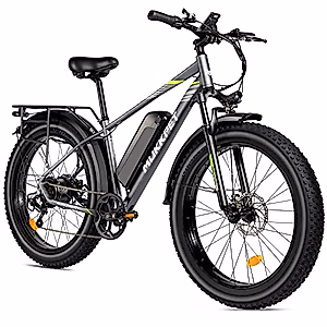 Mukkpet Suburban Electric Bike for Adults 500W Electric Mountain Bikes 26'' * 4.0 All Terrain Tire Electric Bicycle 48V 13AH BMS Removable Lithium Battery Shimano 7-Speed Electric Bike