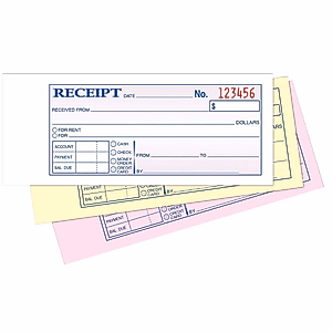 1InTheOffice Money and Rent Receipt, 2-3/4 x 7-3/16 Inches, 3-Parts, Carbonless, White/Canary, 50 Sets per Book (2 Pack)