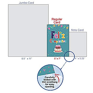 NobleWorks - 1 Spanish Birthday Card with Envelope - Hispanic Latino Celebration Card for Birthdays - Feliz Cumpleanos C6587BDG-SL