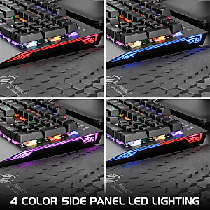 ENHANCE LED Mechanical Gaming Keyboard - Red Switches 104 Backlit Keys Pro Series FPS/MOBA Brushed Aluminum Metal - Anti Ghosting, N-Key Rollover, 10 Lighting Modes - Scoria Tournament Keyboard