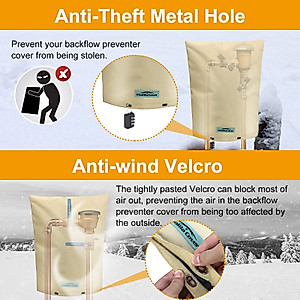 Cholila Cover Backflow Preventer Cover Insulated (5˚F) with Thicker 7 Layers Fabric - 16"W x 20"H with Aluminum Foil Backflow Cover for Winter Pipe Freeze Protection - Sprinkler Covers for Outside