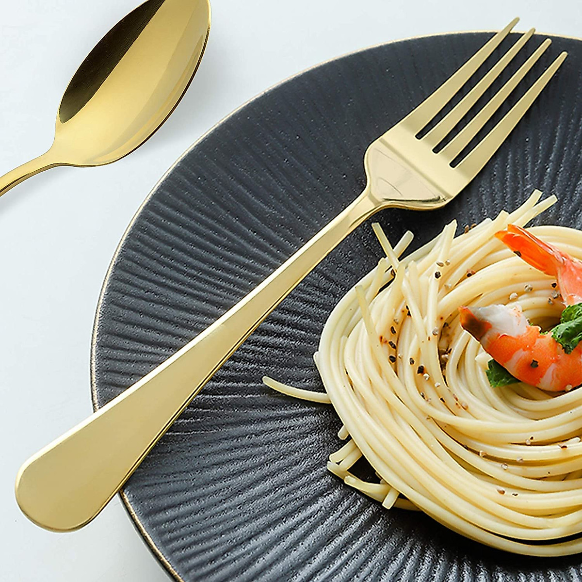 Gold Flatware Set for 6 Rustproof Stainless Steel Silverware Cutlery 18 Pcs Golden Dinner Knife Forks and Spoons Dinning Tableware Utensils for Home and Restaurant Lunch Dinner