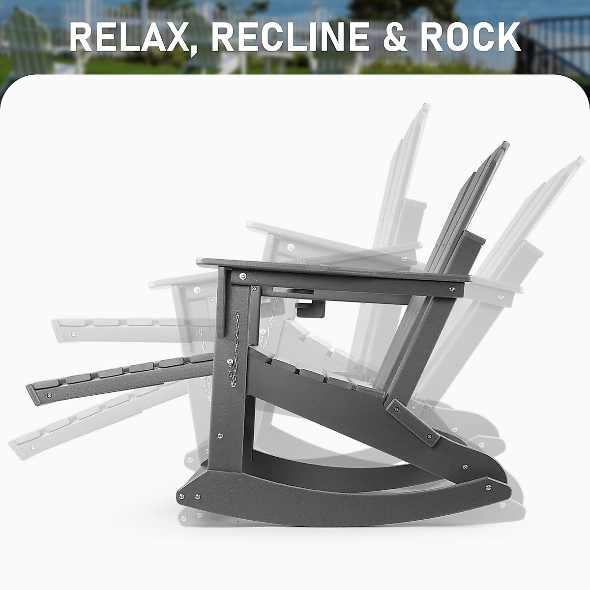 4-in-1 Adirondack Chair with Ottoman,350 LBS Folding Adirondack Chairs,Rocking Adirondack Chair with Cup Holder,Adirondack Chairs Weather Resistant,Plastic Adirondack Chairs for Adults,Fire Pit Chairs