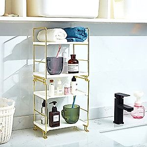 Geelin 2 Pcs Bathroom Countertop Organizer 2 Tier Vanity Counter Organizer Bathroom Countertop Organizer Makeup Shelf Organizer Stackable Gold Perfume Tray Standing Kitchen for Vanity Storage Bedroom