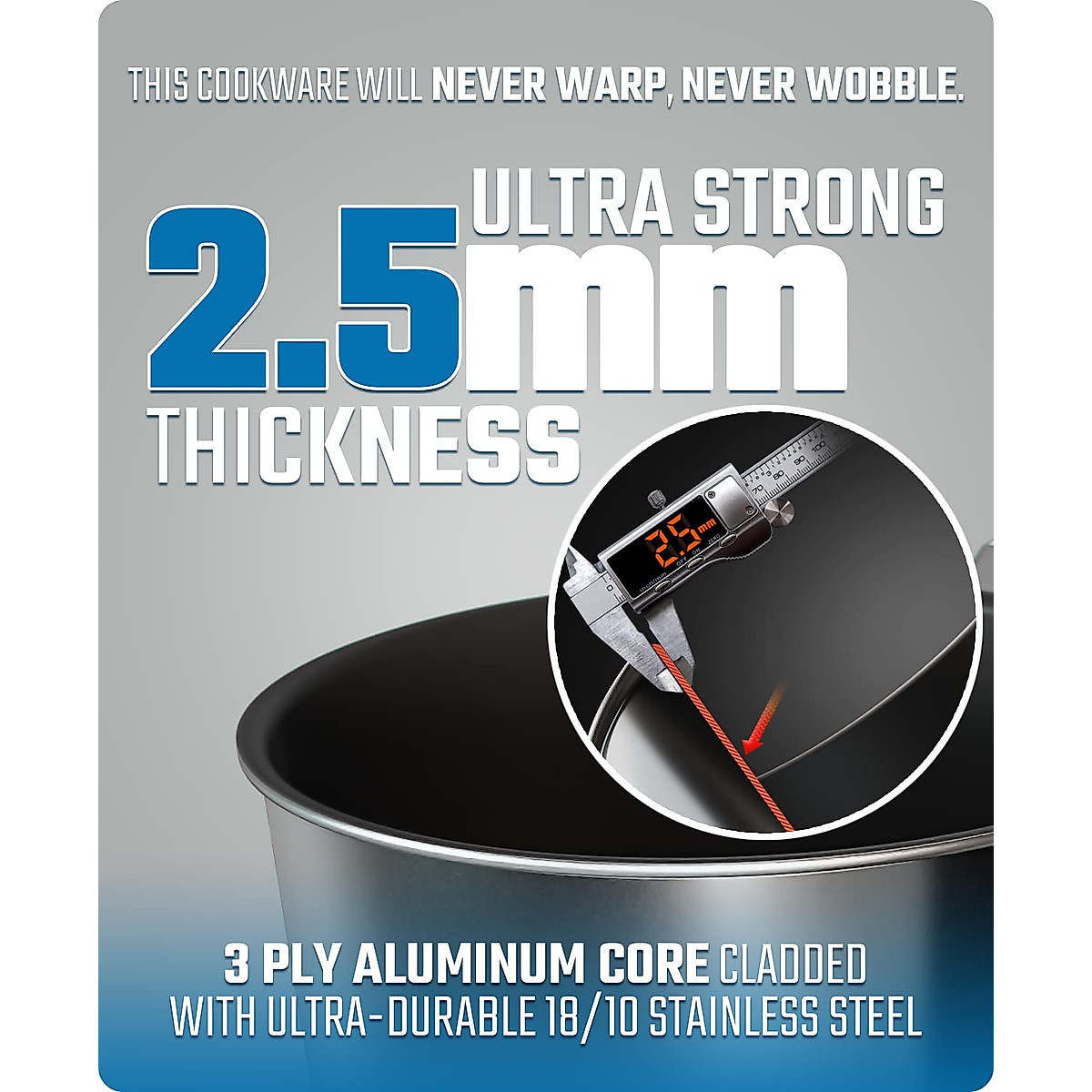 DALSTRONG Non Stick Stockpot - 3 QT - The Oberon Series - ETERNA NonStick Pan Coating - 3-Ply Aluminum Core Cookware - Silver Cooking Pots and Pans - w/Lid & Pot Protector