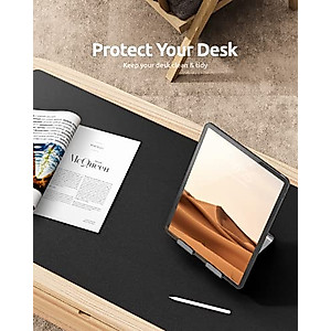 YSAGi Leather Desk Pad Protector, Office Desk Mat, Large Mouse Pad, Non-Slip PU Leather Desk Blotter, Laptop Desk Pad, Waterproof Desk Writing Pad for Office and Home (Black, 35.4" x 17")