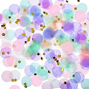 Unicorn Confetti 1 Inch Round Tissue Paper Table Confetti Unicorn Party Decoration, 1.76 oz (Mint Green, Purple, Pink, Cream)