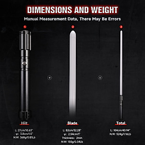 Light Saber with Motion Control, Heavy Dueling Lightsaber Smooth Swing 12 RGB Colors, 16 Fonts Sound Light Sabers Sword, Hilt Fx Lightsabers for Adults Kids Christmas Cosplay Gift Black E28