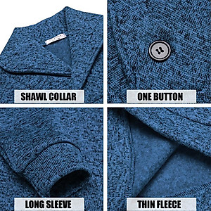 COOFANDY Men Dress Sweater with Collar Fashion Light Fleece Sweatshirt Fall Winter Sky Blue