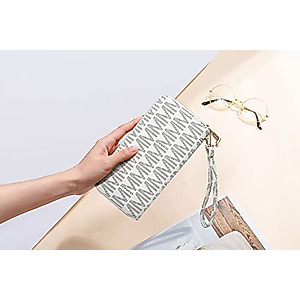 MARCO M KELLY Original Double Zipper Wristlet Wallet for Women - Small PU Leather handbag-Multi Pockets Clutch Purse (CF)