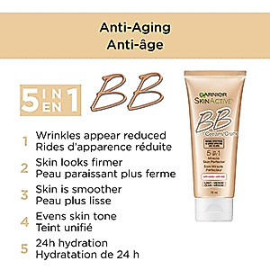 Garnier SkinActive BB Cream Anti-Aging Face Moisturizer, Light Medium, 2.5 Ounce