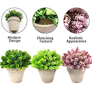 Small Artificial Potted Plants, 3 Pack Mini Fake Plants in Pot for Home Decor Indoor & Outdoor, Faux Plastic Green Grass Ball Greenery Plants for Wedding Farmhouse Shelf Office Tabletop Garden