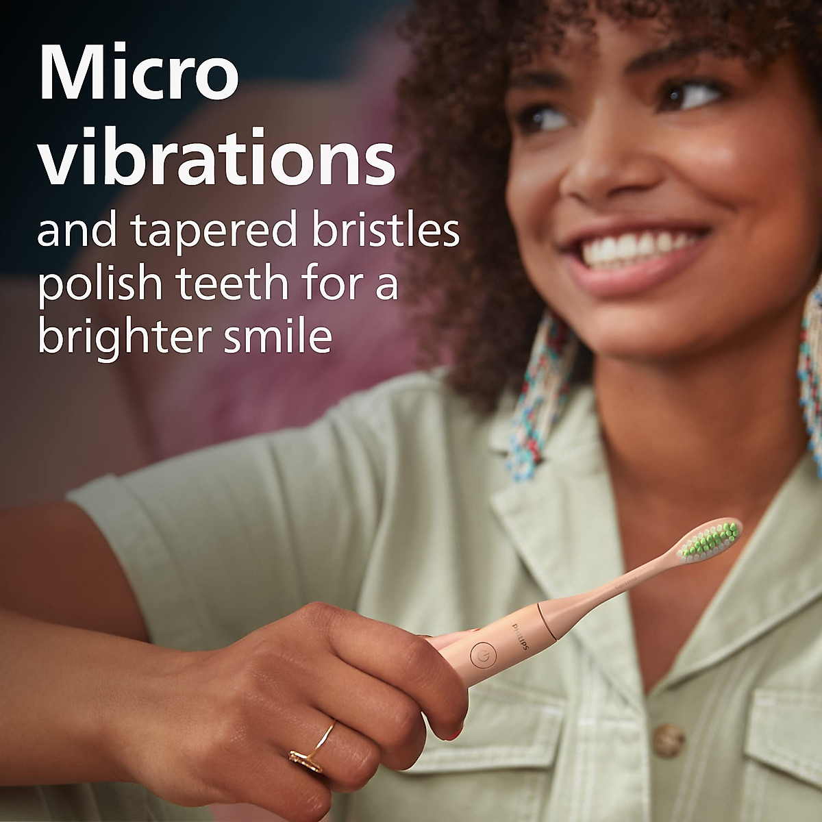 Philips One by Sonicare Rechargeable Toothbrush, Shimmer, HY1200/05 with Philips One by Sonicare, 2 Brush Heads, Shimmer, BH1022/05