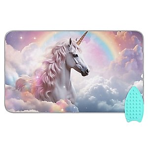 GOODOLD Rainbow Unicorn Ironing Mat Portable Travel Ironing Pad for Washer,Dryer,Table Top, Iron Board Alternative Cover, Large Heat Resistant Ironing Blanket
