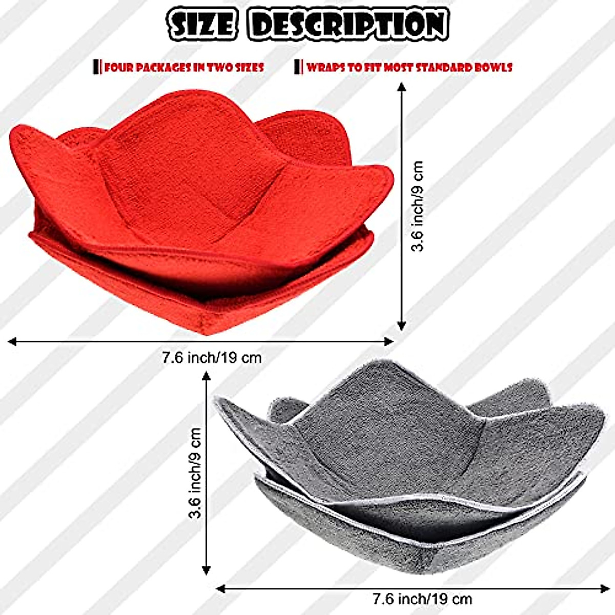 4 Pieces Bowl holders Microwave Bowl Cozy Small Bowls Holder Bowl Potholders for Microwave Hot Plate Bowl Food Temperature for Home Kitchen Holder Sponge and Microfiber Key