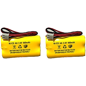 (2 Pack) 2.4v Exit Sign Emergency Light Battery Lithonia 10010034 Exitronix 10010036 2.4v 600mah 2.4v 400mah NiCad Battery NiCd Exell EBE-179 2.4v 700mah Battery