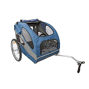 PetSafe Happy Ride Aluminum Dog Bicycle Trailer - Supports up to 110 lbs - Easy to Connect and Disconnect to Bikes - Includes Three Storage Pouches and Safety Tether - Collapsible to Store - Large