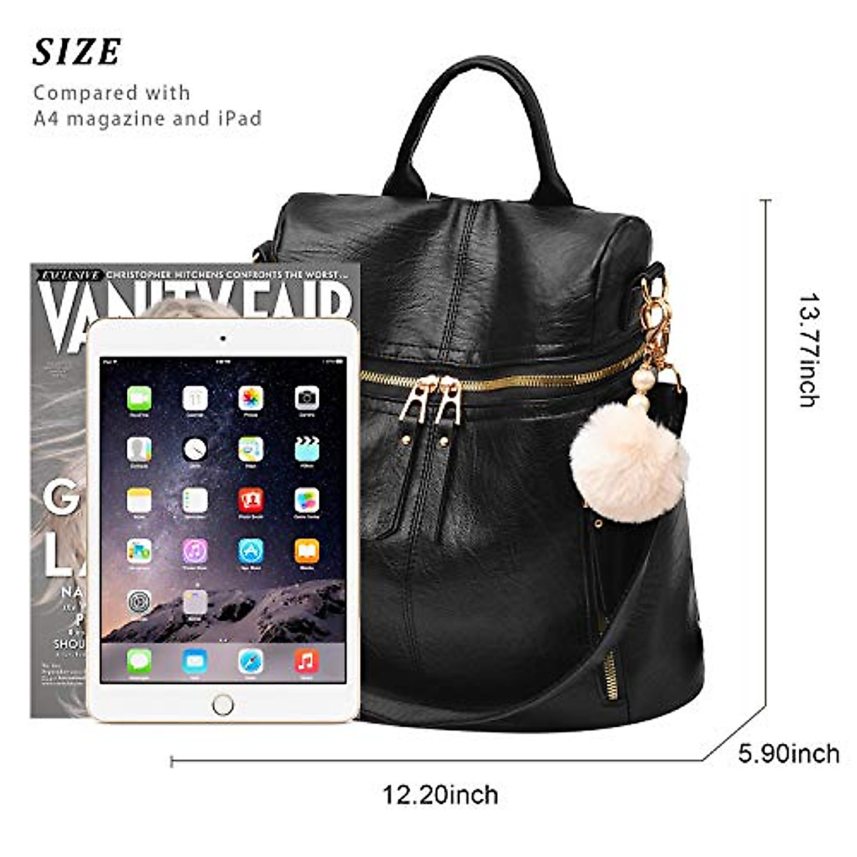 DDQYYSPP Backpack Purse for Women Large Capacity Multipurpose Travel Bag Leather Backpack Shoulder Bag Girls Backpack Schoolbag