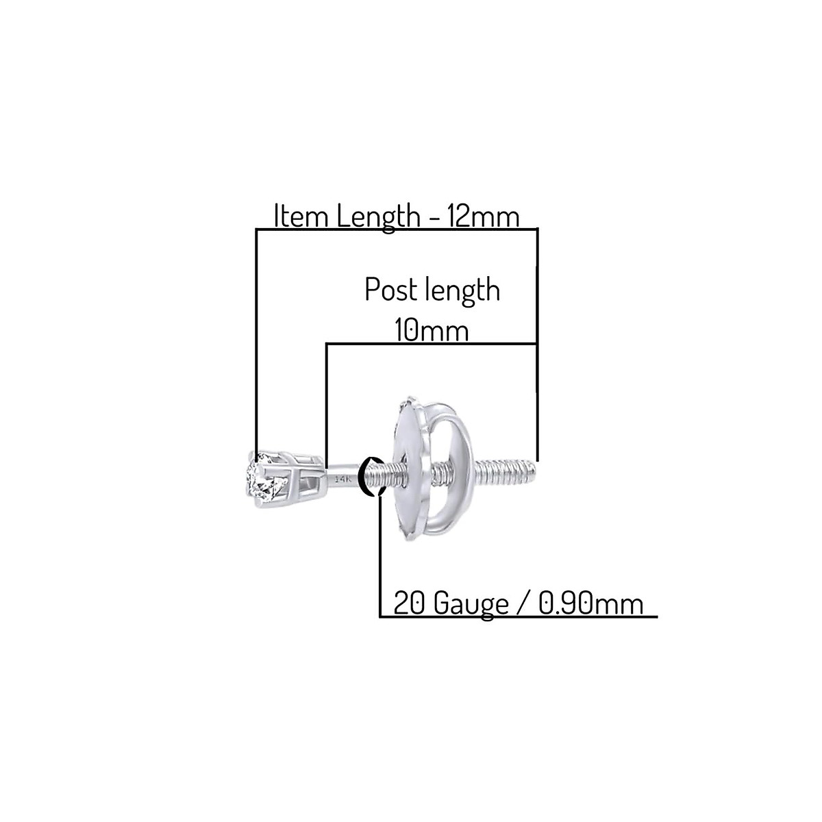 VERY VERY Small Miniscule 0.04CTTW Round Natural Diamond Stud (IGI Certified 0.70 ct & up) Plus Quality Screw Back Earrings in 14k Solid White Gold, 0.04 Ctw - 2.00 Ctw)