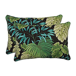 Pillow Perfect Outdoor/Indoor Tropique Peridot Oversized Lumbar Pillows, 24.5" x 16.5", Green, 2 Count