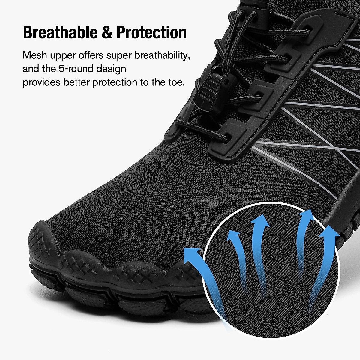 HIITAVE Women Water Shoes Quick Dry Barefoot Aqua Shoes for Beach Swim Pool Kayaking River Surfing Black Size 11 Women M US