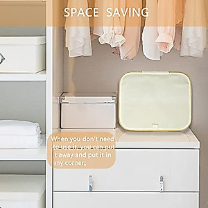 Large Laundry Basket with Lid, Beige 100 L Laundry Hamper with Bamboo Handles, Portable Clothes Hamper for Bathroom, Bedroom, Toy Room, Freestanding Collapsible Laundry Baskets