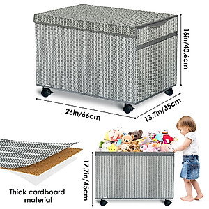 VERONLY Large Toy Box Storage Chest with Wheels for Boys,Girls, Collapsible Kids Toy Organizers and Storage Bins with Lids for Nursery,Playroom (Grey)
