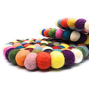 Handmade, Colorful, Heat Resistant, Durable Felt Balls Trivet (Pot Mat, Pot Holder for Hot Dishes) - Single Piece (Multi-Color, Round)