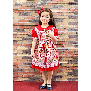 Toddler Girl Valentines Love Heart Cupcake Birthday Peter Pan Lace Dress 2T Red