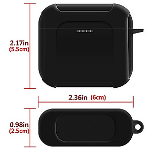 Geekria Silicone Case Cover Compatible with Skullcandy Indy Evo True Wireless Earbuds, Earphones Skin Cover, Protective Carrying Case with Keychain Hook, Charging Port Accessible (Black)