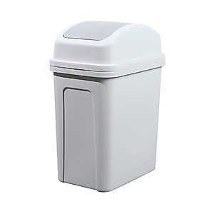 4 Gallon Kitchen Trash Can, 2024 Upgraded Plastic Swing Top Garbage Bin Trash Can 4 Gallon,Trash Can with Lid 4 Gallon (Light Grey)
