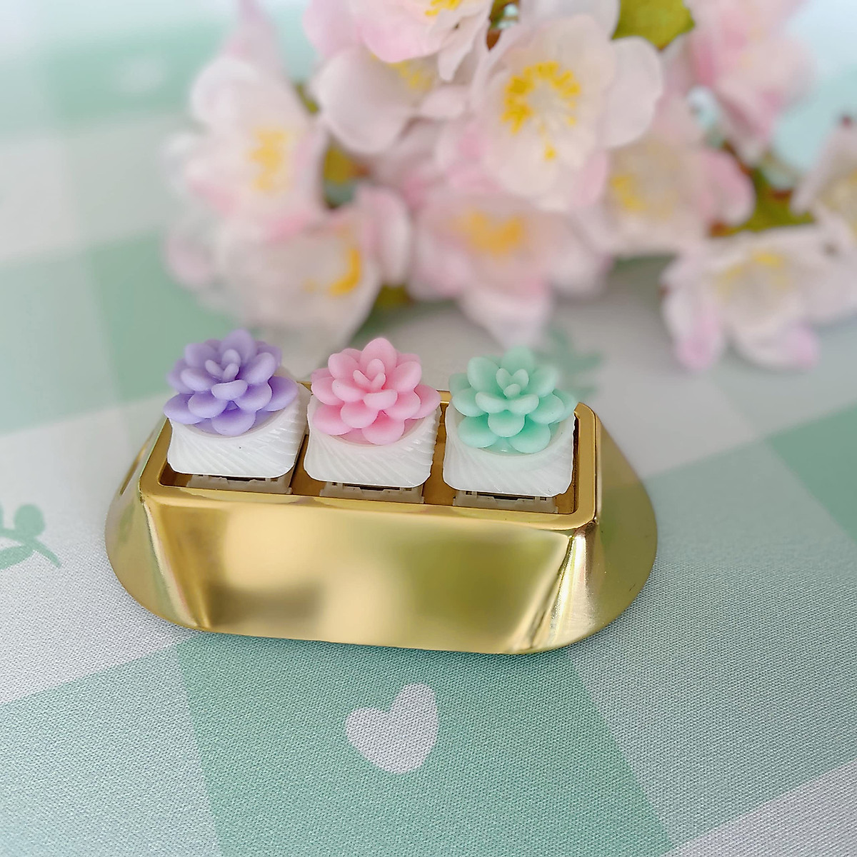 Capsmiths Succulent Artisan Keycap - Echeveria - MX Mechanical Gaming Keyboards (Purple)