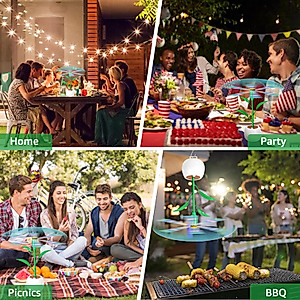 Fly Fans for Tables, Fly Repellent Fans Indoor Outdoor Food Fans Keep Flies Away, Fly Spinner Table Top with Holographic Blades, Bug Fans for Picnic, Party, BBQ (White, 4 Pack)