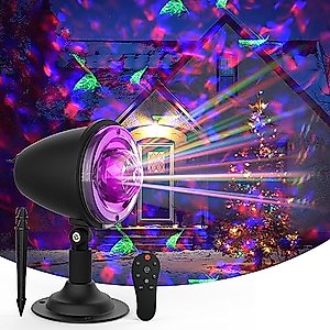 Halloween Christmas Lights Projector Outdoor,Water Wave Aurora Holiday Spotlight with Remote Control,Waterproof LED Landscape Light for Halloween Wedding Party Garden Landscape Wall Tree Decoration