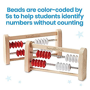 hand2mind Mini 20 Bead Wooden Rekenrek, Abacus for Kids Math, Math Manipulatives Kindergarten, Counting Rack for Kids, Counters for Kids Math, Educational Toys for Elementary Kids (Set of 4)
