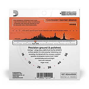D'Addario Guitar Strings - Acoustic Guitar Strings - Flat Tops Phosphor Bronze - For 6 String Guitar - Warm, Semi-Bright Tone - EFT13 - Resophonic Guitar, 16-56