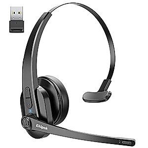EITIPOK Bluetooth Headset, Bluetooth Trucker Headset with Noise Canceling Mic, On Ear Bluetooth Headphones for Cell Phone/PC/Tablet/Laptop/Computer, Hands Free Headset for Trucker/Business/Students