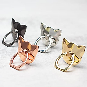 [2 Packs] Cat Glossy Cell Phone Ring Holder Stand, 360 Degree Rotation Finger Ring Kickstand with Polished Metal Phone Grip for Magnetic Car Mount, Smartphone Accessories