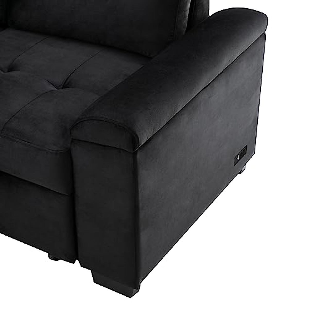 L-Shaped Corner Sleeper Sectional Sofa W/ Pull Out Cozy Sleep Couch Bed, Modern Practical Sectional & Sofa with Storage Ottoman ,Hidden Arm Storage and USB Charge for Home Apartment Living Room Sets