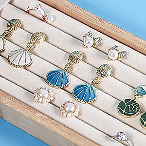 Coward Bamboo Ring Display Holder Jewelry Storage Tray Organizer Ring Stand For Show(beige)