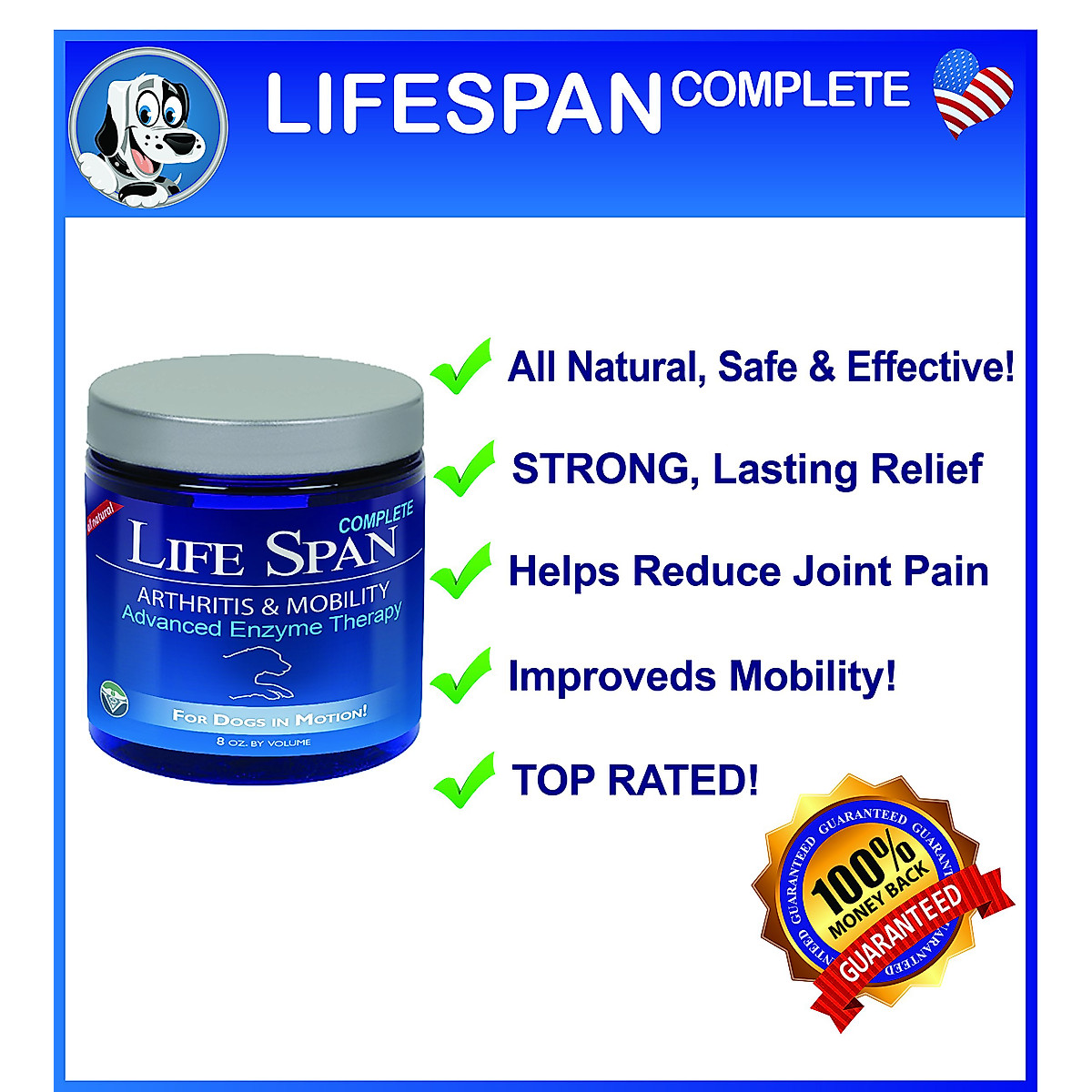 LifeSpan Systemic Enzymes for Dog Arthritis, Mobility, and Pain Relief
