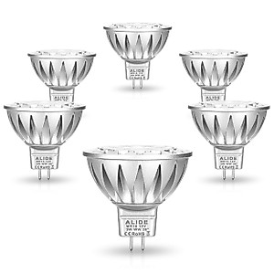 ALIDE Short MR16 GU5.3 LED Bulbs 3W Height 1.9inch,Replace MR16 20W 30W Halogen,12V Low Voltage,2700K Soft Warm White MR16 Spotlight Bulb for Outdoor Landscape Yard Track Lighting,300lm,38 Deg,6 Pack