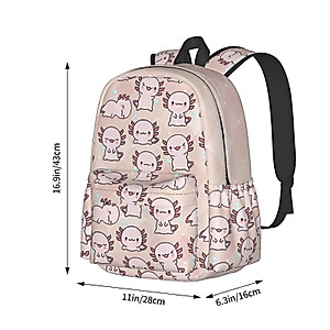 Axolotl Pattern Backpack Lightweight For Teens Boys Girls Backpacks Bookbags Daypack