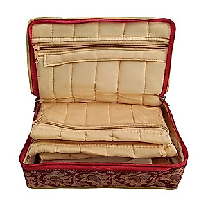 Kuber Industries Designer Jewellery Kit in Heavy Quilted Brocade Material Brown