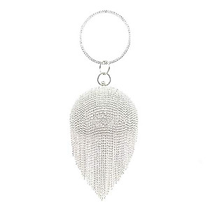 LUI SUI Women Round Ball Dazzling Crystal Evening Handbags Rhinestone Tassel Handle Purse Bags Wedding Shoulder Handbags