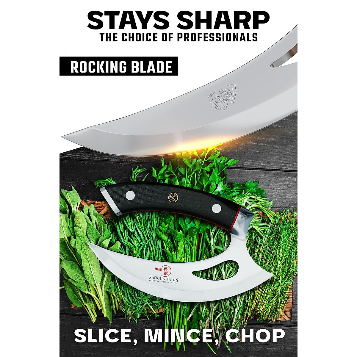 Dalstrong Ulu Knife - 6.5 inch - Rocking, Mincing, Slicing Meat & Herb Knife - Shogun Series Elite - Japanese AUS-10V Super Steel Kitchen Knife - Black G10 Handle - w/Sheath